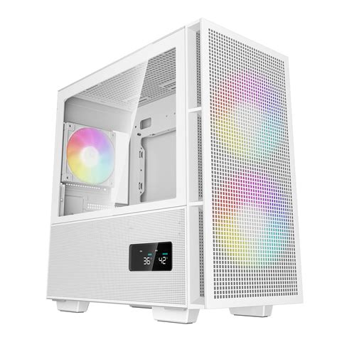 Deepcool Ch360 Digital Gaming Case White Mid Tower With Tempered Glass Side Window Panel