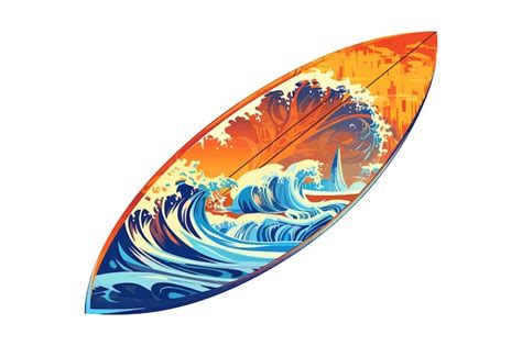 서핑 보드 벡터 그래픽 디자인 클립 아트 평면 벡터 일러스트 레이 션 흰색 배경에 고립 프리미엄 벡터