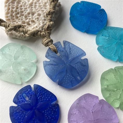 Large Sea Glass Sand Dollar Hemp Necklace Etsy Sand Dollar Craft