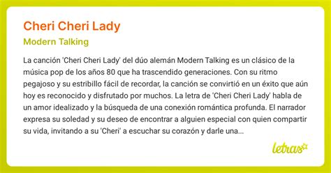 Significado De La Canción Cheri Cheri Lady Modern Talking Letras Com