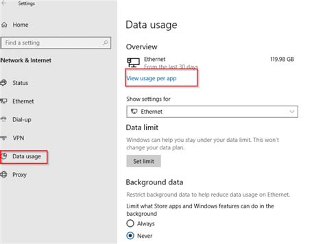How To View Per App Data Usage And Set Data Limits In Windows 10 I