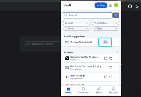Autofill Custom Fields Bitwarden
