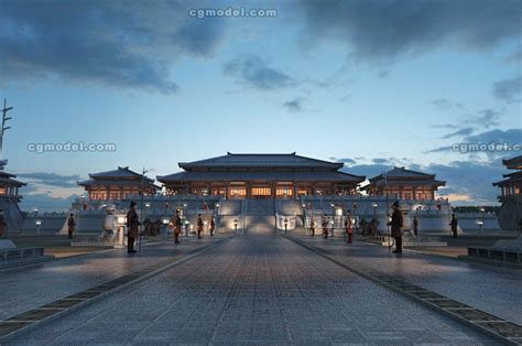 写实古代宫殿正门进入穿行宫殿近景 汉朝皇宫 未央宫动画场景 古代城市 古代宫殿 汉代宫殿 古代建筑