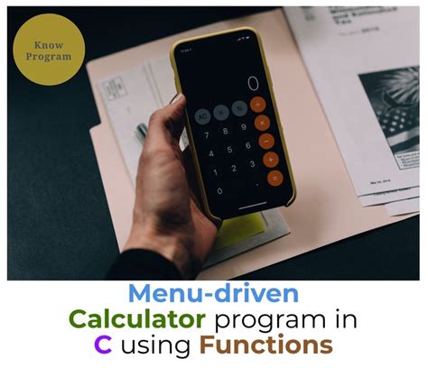Menu Driven Calculator Program In C Using Functions In This Program