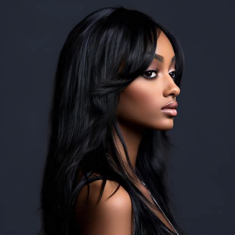 Premium Photo Portrait Of A Beautiful Young Woman With Long Straight