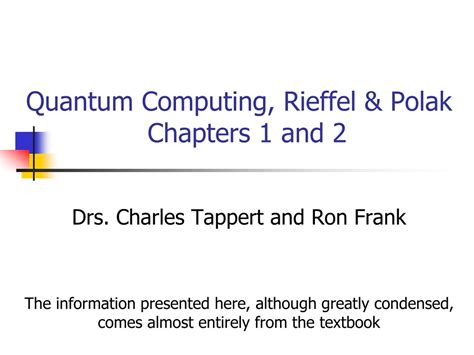 PPT Quantum Computing Rieffel Polak Chapters And PowerPoint Presentation ID