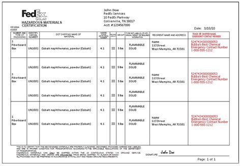Fedex Proforma Invoice Template