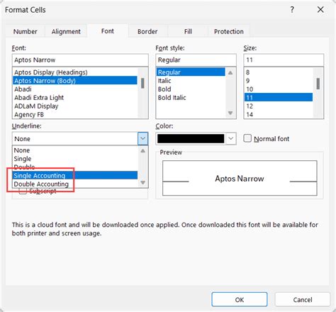 how to underline in excel step by step