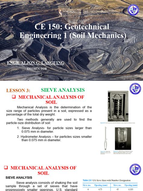 Lesson 3 Sieve Analysis Pdf Particle Size Distribution Silt