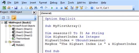The VBA Ubound Function VBA And VB Net Tutorials Education And Programming Services