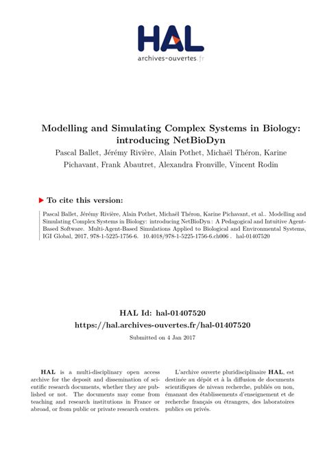 Pdf Modelling And Simulating Complex Systems In Biology Introducing