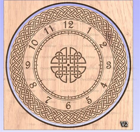 V Carved Clock 2 Files For Cnc Svg Dxf Eps Ai Pdf Etsy