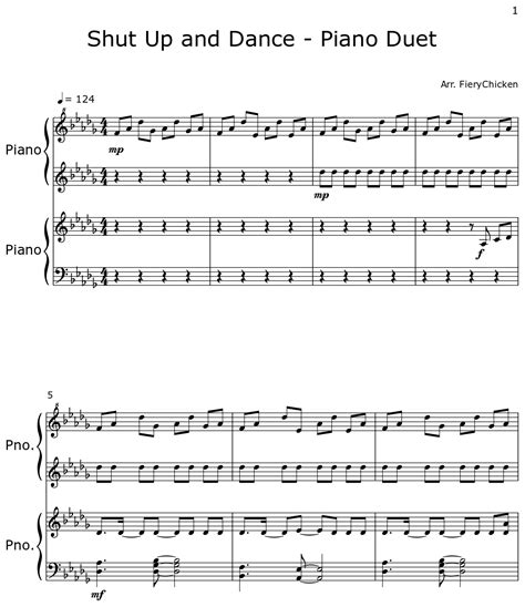 Shut Up And Dance Piano Duet Sheet Music For Piano