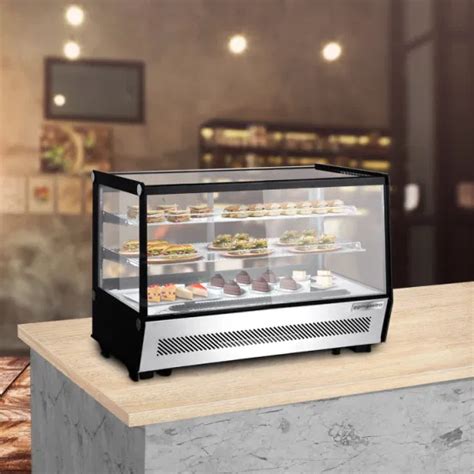 Curved Glass Mini Table Top Refrigerated Showcsae Countertop Cake