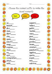Choose The Correct Suffix ESL Worksheet By Fleur
