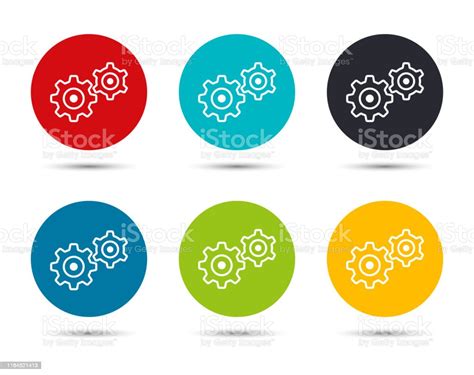 설정 프로세스 아이콘 플랫 라운드 버튼 세트 일러스트 디자인 개념에 대한 스톡 벡터 아트 및 기타 이미지 개념 개념과 주제 검은색 Istock