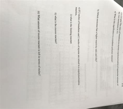 Solved The Ratio Of Butadiene To Styrene Of Mixture Of The