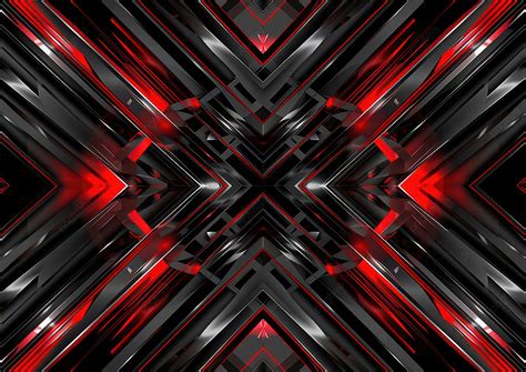Abstract Geometric Design Featuring Bold Red And Black Colors With Dynamic Lines Shapes