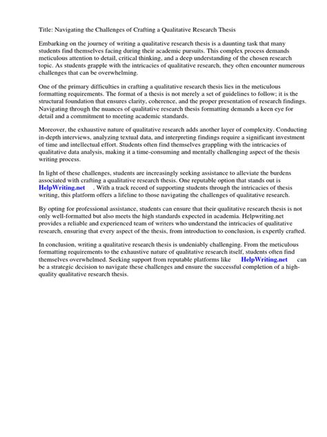 Qualitative Research Thesis Format Pdf Methodology Qualitative Research