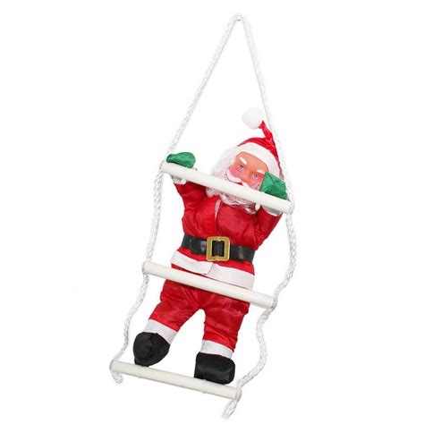 Коледна украса Дядо Коледа със стълба Светлина Червен Emag Bg