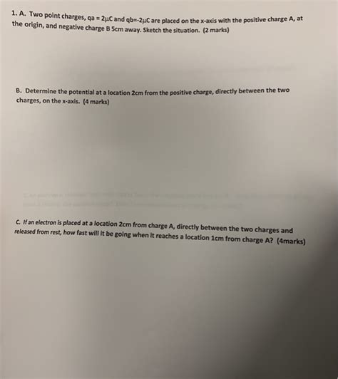 Solved 1 A Two Point Charges Qa 2uc And Qb 2uc Are