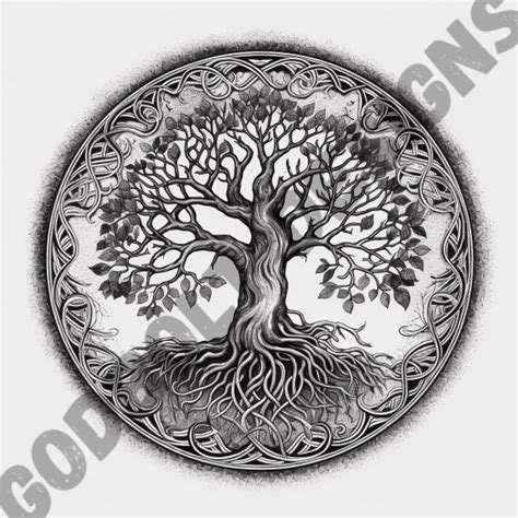 Tree Of Life Tattoo Design Pack PSD And PNG Files Symbol Of Connection And Growth