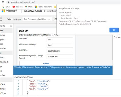 C Submit Not Working For Adaptive Card In Teams Posted By Azure Bot