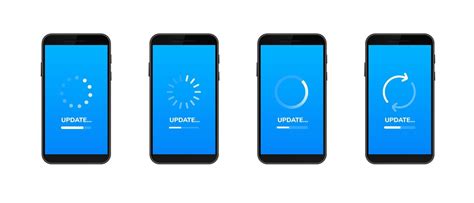 Mobile Devices Displaying Software Update Progress With Different