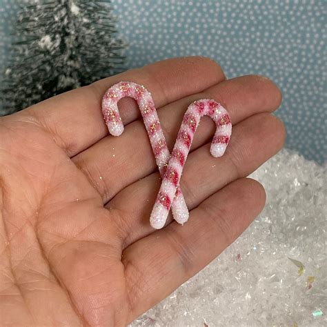 Mini Glittered Candy Canes Miniature Candy Canes Faux Candy Cane Craft Supplies Craft Supply