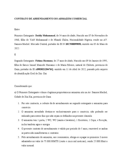 Contrato De Arrendamento Pdf Leasing Direito Comercial