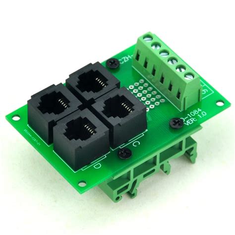 Czh Labs Rj11 Rj12 6p6c 4 Way Buss Board Interface Module With Simple Din Rail Bracket Czh Labs
