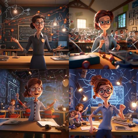 Premium Ai Image Four Pictures Of A Physics Teacher Teaching His