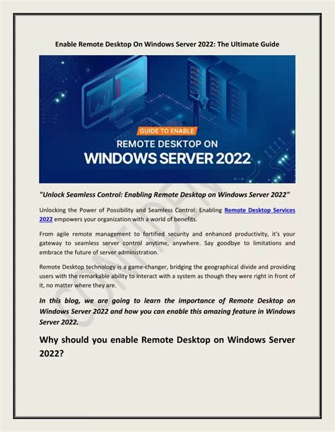 Ppt Enable Remote Desktop On Windows Server 2022 The Ultimate Guide Powerpoint Presentation
