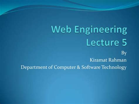 Web Engineering Lecture 5 Ppt