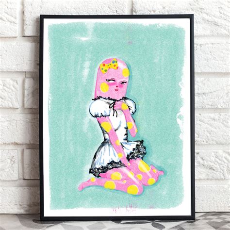 Uwu Sexy Anime Blobby Schoolgirl Print A4 A5 A6 Mr Blobby Hentai Style