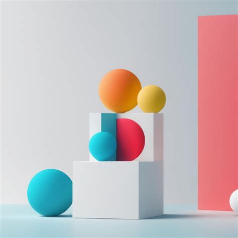 Premium Ai Image 3d Render Of Abstract Geometric Forms With Colorful Shapes Pastel Color