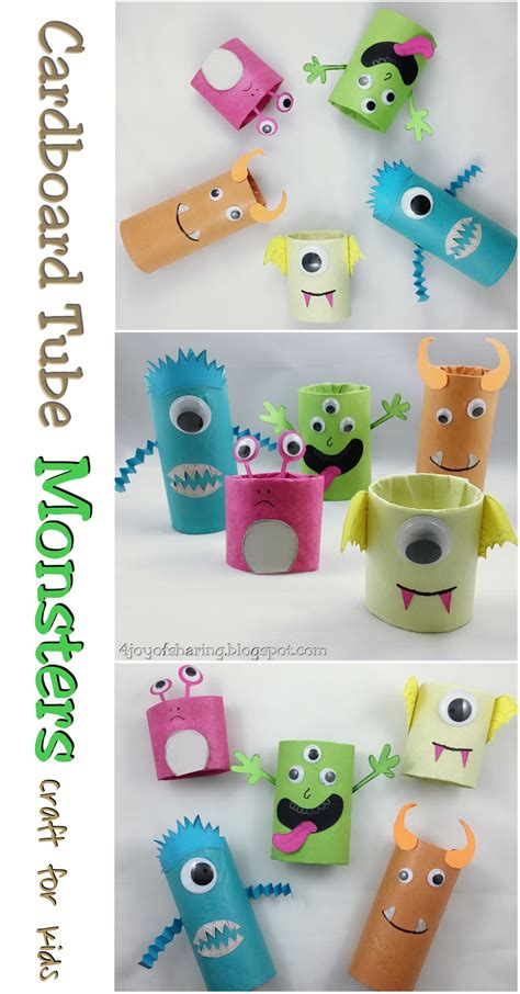 Cardboard Tube Monsters Halloween Craft Cardboard Tube Crafts