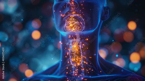 Colorful Futuristic Illustration Of The Human Throat Anatomy