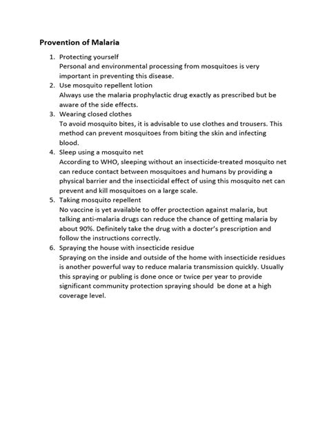 Provention Of Malaria Pdf
