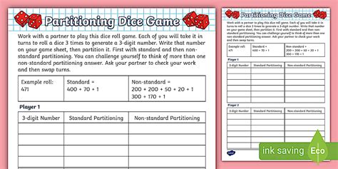 Partitioning Dice Game Teacher Made Twinkl