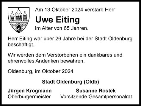 Traueranzeigen Von Uwe Eiting Nordwest Trauerde