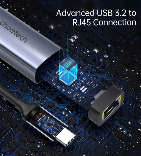 Choetech USB C To Gigabit Ethernet Adapter G Type C To RJ LAN Network Adapter Connector