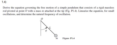 [solved] 1 4 Derive The Equation Governing The Free Motion