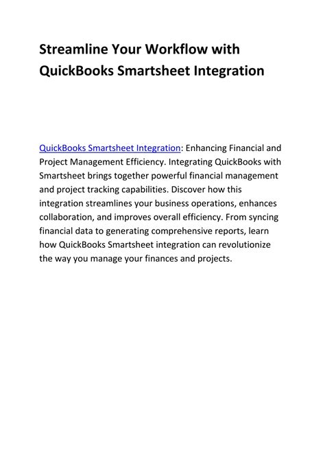 Ppt Streamline Your Workflow With Quickbooks Smartsheet Integration Powerpoint Presentation