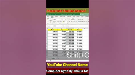 Excel Interview Questions Day Month Year In Excel Shorts Exceltips