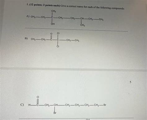 Solved 1 12 Points 2 Points Each Give A Correct Name For