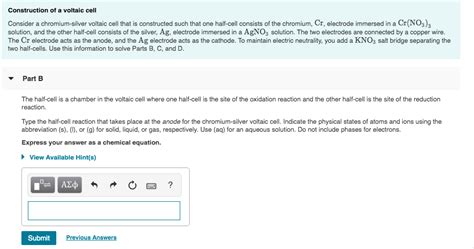 Solved Construction Of A Voltaic Cell Consider A