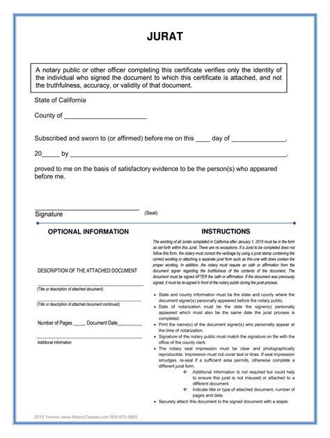 Ca Notary Classes Jurat Form Fill Online Printable Fillable Blank