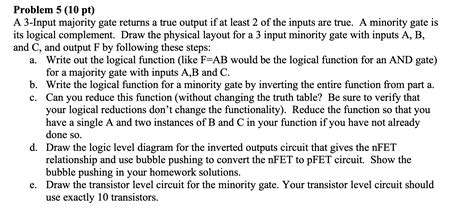 solved problem 5 10 pt a 3 input majority gate returns a