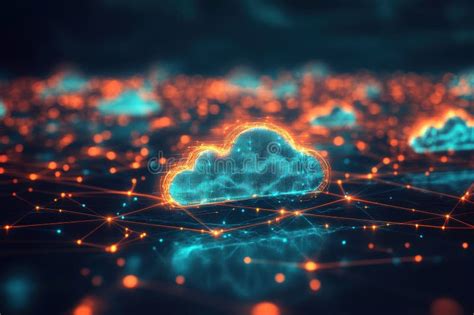 Seamlessly Connected Glowing Data Nodes In A Digital Cloud Backdrop Ideal For Banner Design